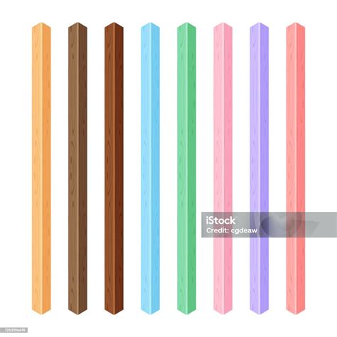 나무 광장 거품이 흰색 배경에 고립 된 다른 파스텔 부드러운 색상 나무 칸막이 기둥 파스텔 색상 래스 나무 수직 나무 칸막이 기둥 컬렉션 나무 칸막이 판자 목재 나무 파스텔
