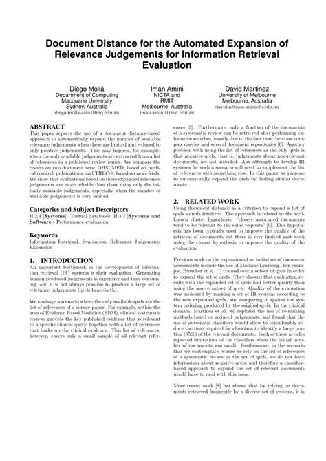 Pdf Document Distance For The Automated Expansion Of Relevance