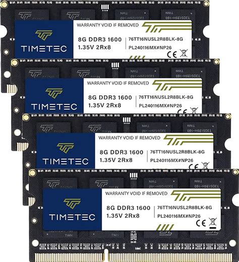 Timetec 32gb Kit 4x8gb Ddr3l Ddr3 1600mhz Ddr3l 1600 Pc3l 12800 Pc3 12800 Non Ecc