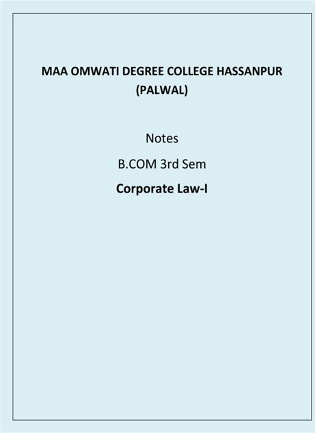 Bcom 3 Sem Corporate Law Pdf