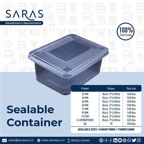 Plastic Sealable Container 14cm X 19cm Sb500ml 40mm At Best Price In Bengaluru