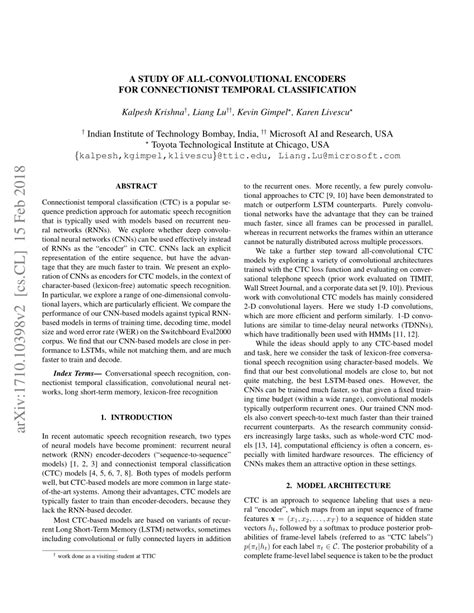 (PDF) A Study of All-Convolutional Encoders for Connectionist Temporal Classification