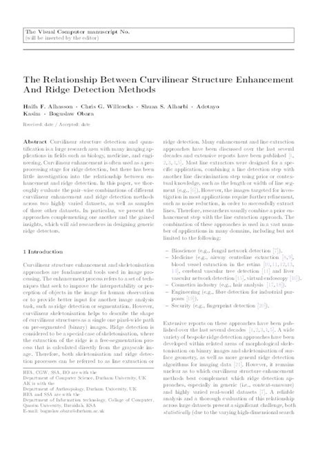The Relationship Between Curvilinear Structure Enhancement And Ridge Detection Approaches