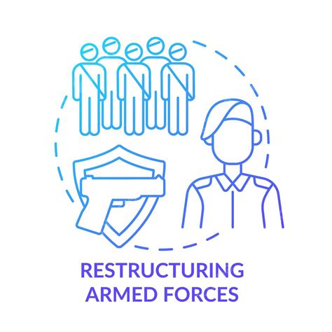 Restructuring Armed Forces Blue Gradient Concept Icon Web Editable