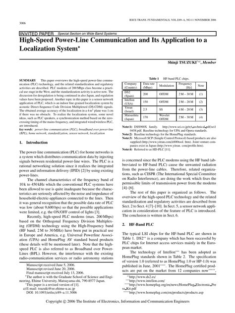 Pdf High Speed Power Line Communication And Its Application To A Localization System