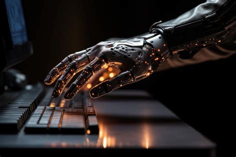 Premium Ai Image Artificial Intelligence Robot Hand Typing A Keyboard On A Laptop Generative Ai