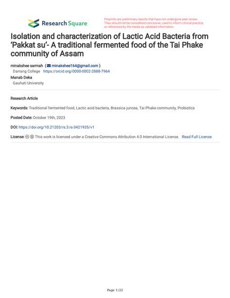 (PDF) Isolation and characterization of Lactic Acid Bacteria from ...
