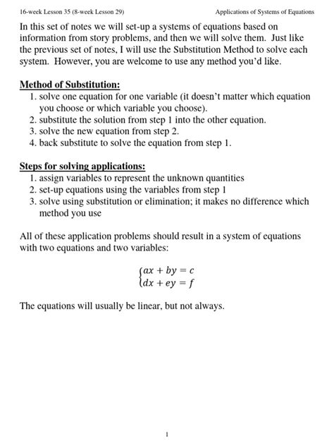 Applications Of Systems Of Equations Download Free Pdf Equations