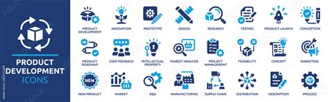 Product Development Icon Set Containing Innovation Prototype Design Research Testing