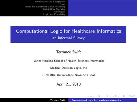 Logic In Healthcare Informatics Rules Constraints Ontologies
