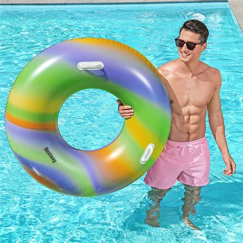 Giant 47″ Inflatable Rainbow Rubber Tyre Pool Swim Ring