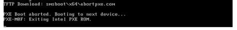 senju thomas pxe boot aborted booting to next device