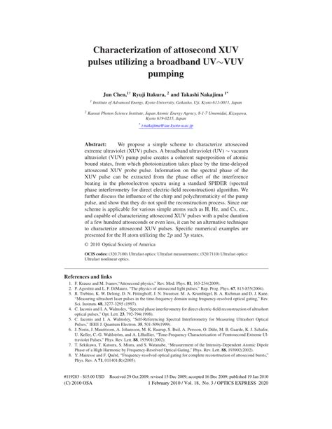 Pdf Characterization Of Attosecond Xuv Pulses Utilizing A Broadband