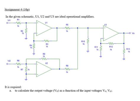 solved assignment 4 10p in the given schematic ui u2 and