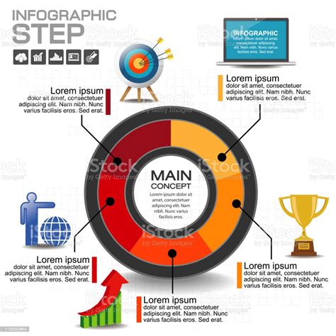 인포 그래픽에 대 한 벡터 요소입니다 다이어그램 그래프 프리 젠 테이 션 및 차트 템플릿입니다 5 가지 옵션 부품 단계 또는 프로세스와 비즈니스 개념 0명에 대한 스톡 벡터
