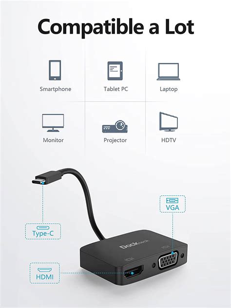 Type C Hdmi Vga Adapter 4k 60hz Dockteck