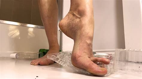 Crushing Plastic Trash Barefoot Tall French Goddess Clips4sale