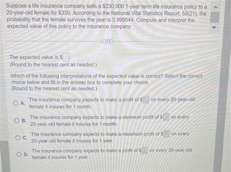 Solved Suppose A Life Insurance Company Sells A 230 000