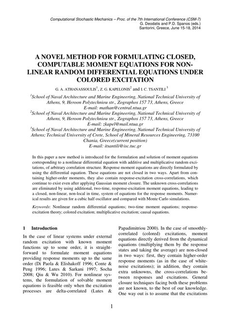 Pdf A Novel Method For Formulating Closed Computable Moment