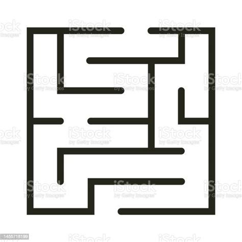 추상 미로 올바른 방법을 찾으십시오 흰색 배경에 고립 된 간단한 사각형 미로 검은 색 라인 벡터 그림입니다 Educational