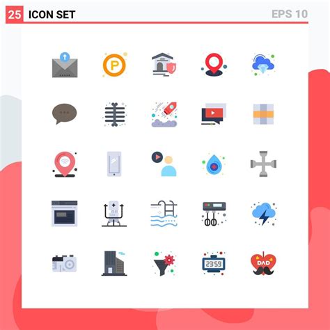 25 Universal Flat Colors Set For Web And Mobile Applications Network Connect Shield Streamline