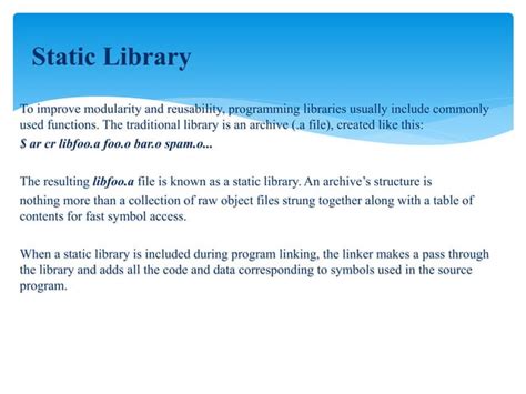 c shared libraries and loading ppt