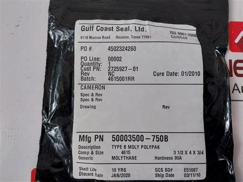 Gulf Coast 50003500 750b Type B Moly Polypak Aeliya Marine