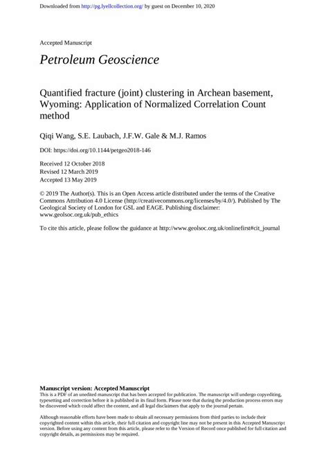 Pdf Quantified Fracture Joint Clustering In Archean Basement