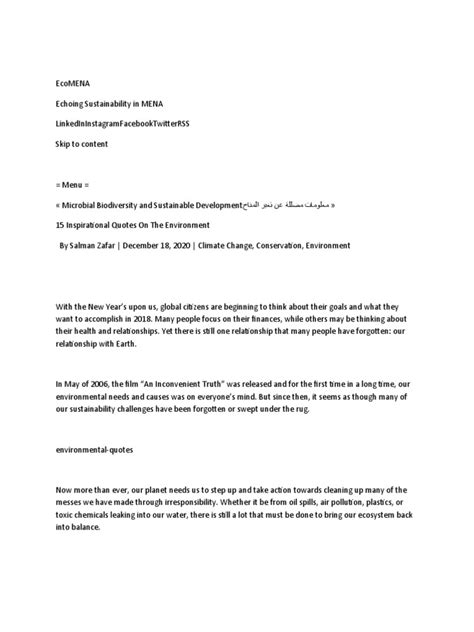 Environment Qoutes Pdf Sustainability Natural Environment