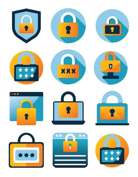 Premium Vector Set Of Flat Security Lock Password Vector Illustration