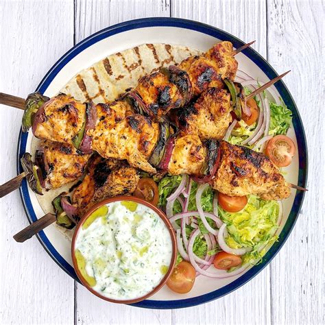 Thomas Frake Chargrilled Chicken And Vegetable Souvlaki Quick Tzatzik Greggwallace Health