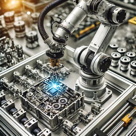 Robot Working On Computer Motherboard Generative For Ai Stock