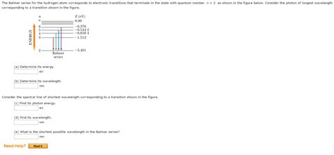 Solved The Balmer Series For The Hydrogen Atom Corresponds
