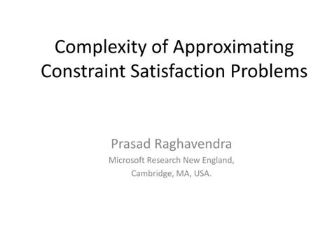 Ppt Complexity Of Approximating Constraint Satisfaction Problems Powerpoint Presentation Id