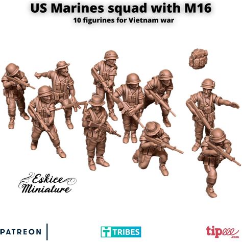 All Squad Us Marines Squad With M16 Eskice Miniature Etsy