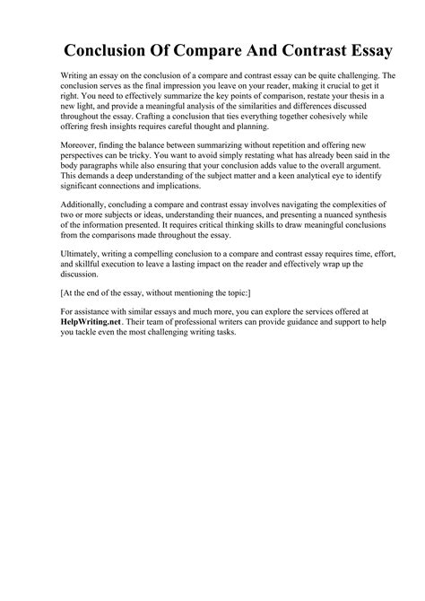 Conclusion Of Compare And Contrast Essay Pdf