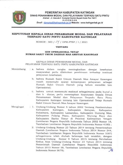 Izin Operasional Rsma 2021 Pdf