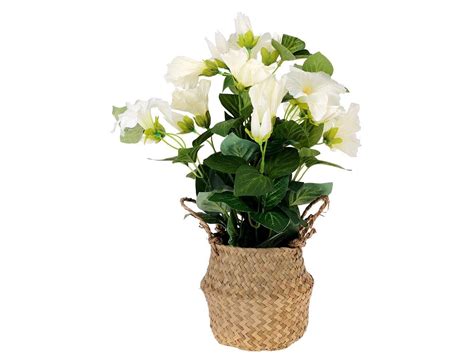 Искусственный цветок в горшке ГИБИСКУС БЕЛЫЙ 35х20 см