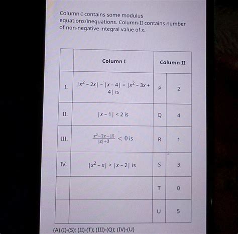 Column I Contains Some Modulus Equations Studyx Column I Contains Some Modulus Equations Studyx