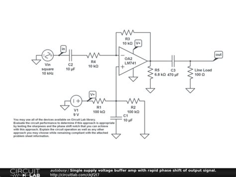 Single Supply Voltage Buffer Amp With Rapid Phase Shift Of Output