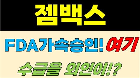 젬백스 주가전망 Fda가속승인 여기 수급을 외인이 Youtube