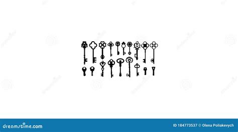 Different Keys To The Lock In Large Numbers Stock Illustration Illustration Of Antique
