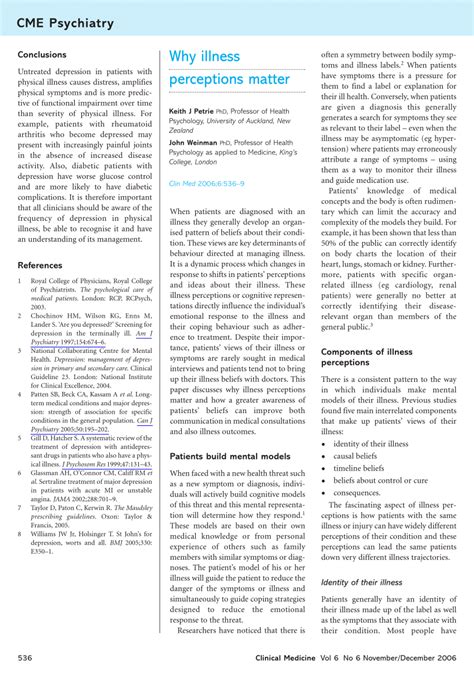 Pdf Why Illness Perceptions Matter