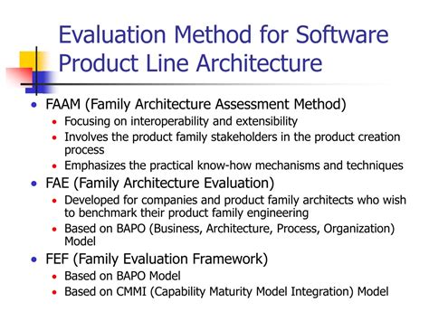 ppt methods for evaluating software product line architecture