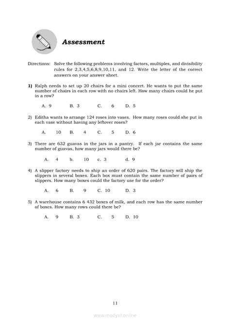 Math 5 Module 4 Solving Problems Involving Factors Multiples And Divisibility Rules Grade 5