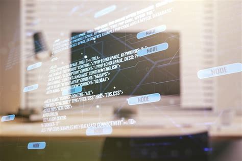 Premium Photo Multi Exposure Of Abstract Software Development