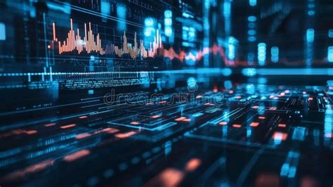 Abstract Digital Interface With Data Visualizations And Charts Stock