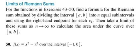 Solved Limits Of Riemann Sums For The Functions In Exercises