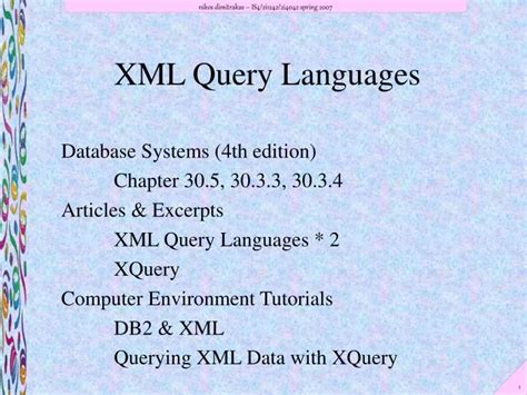 Ppt Xml Query Languages Powerpoint Presentation Free Download Id