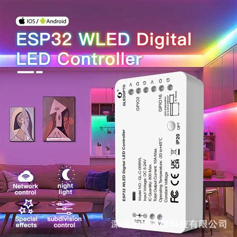 Gledopto Esp32 Wled Wifi App Led Pixel Controller 5 24v 800 Ic Rgb Rgbw Diy Over 100 Dynamic